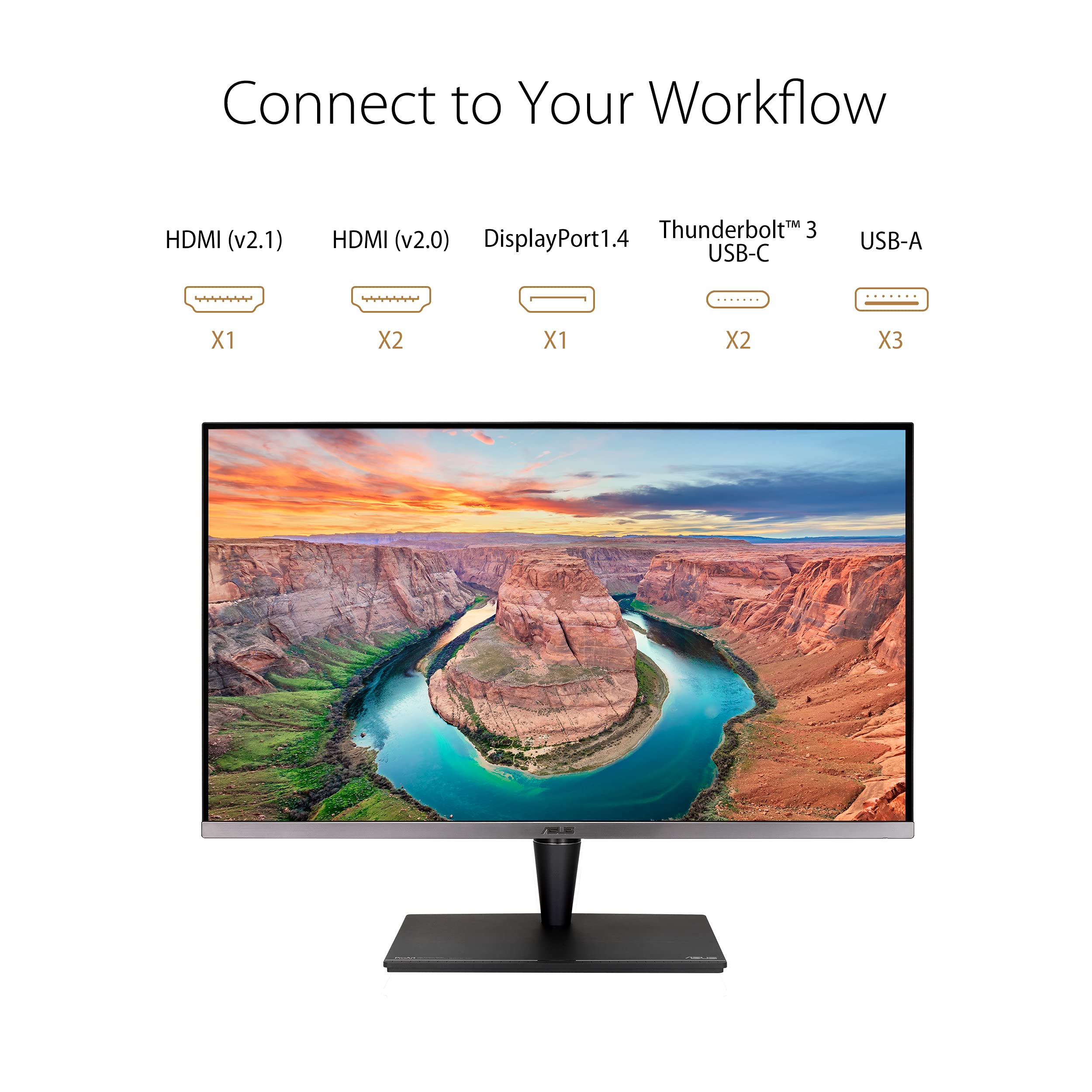 ASUS ProArt Display 32” 4K HDR Computer Monitor (PA32UCG-K) - UHD (3840 x 2160), Mini-LED IPS, 1600nits, 120Hz, 10-bit, Thunderbolt 3, HDMI2.1, w/Calibrator, Compatible With Laptop & Mac Monitor,Black
