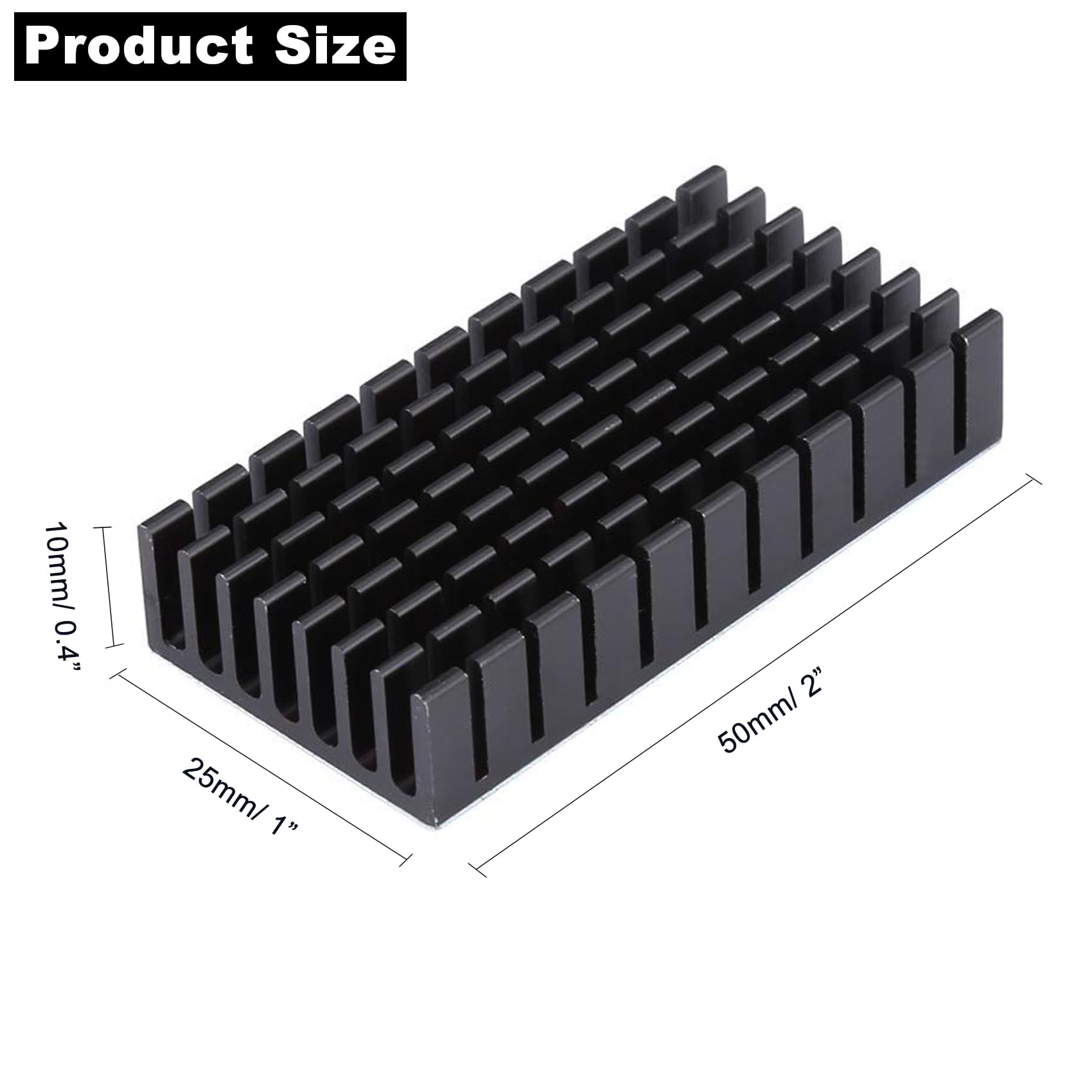 Awxlumv 2Pcs 25mm Heatsink 50x25x10mm/ 2 x 1x 0.4 inch with Thermal Conductive Tape, Cooler Aluminum Heat Sink for Cooling DIY Electronics USB WiFi Router Mini-SATA PCB Device (50mmx25mmx10mm)