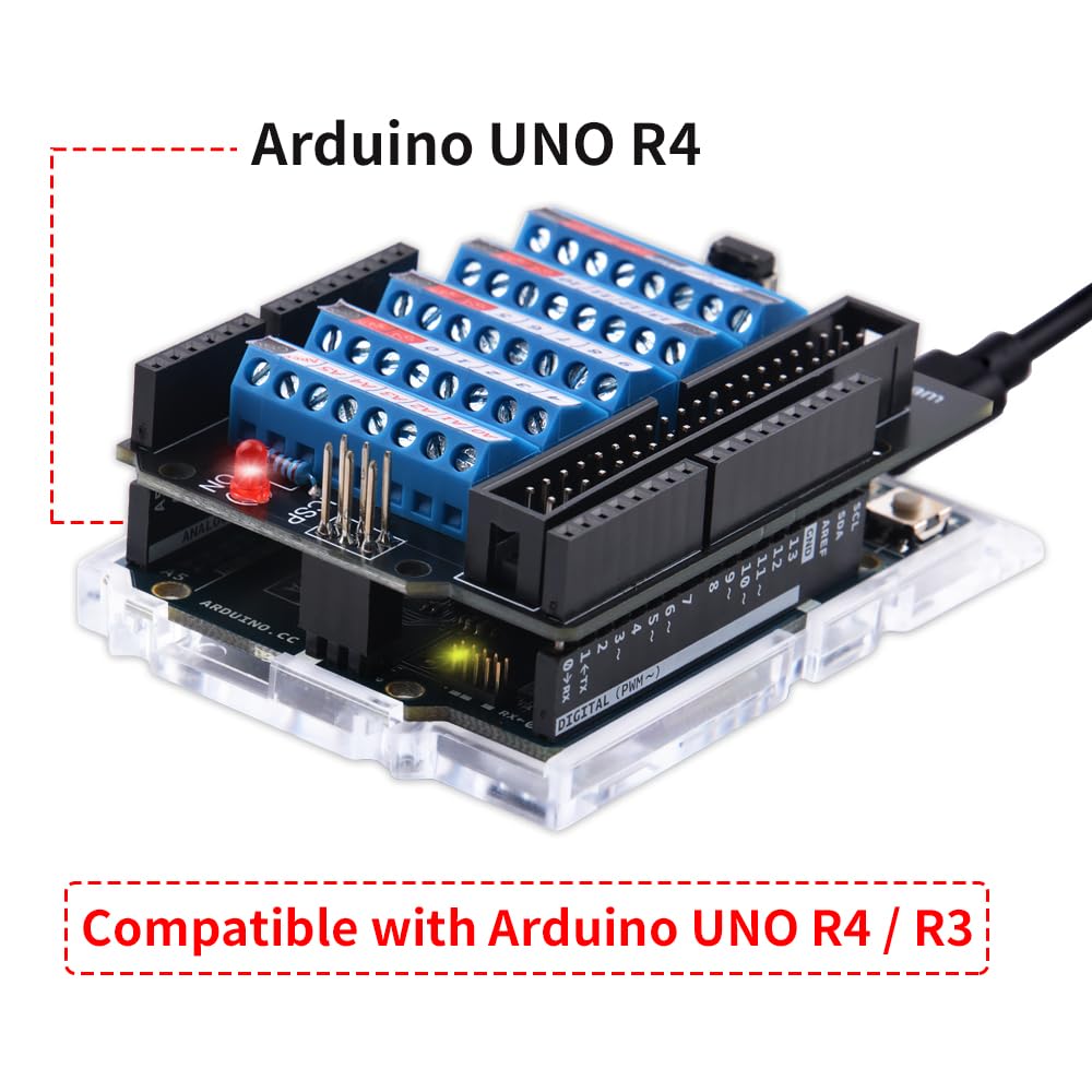 GeeekPi Screw Terminal Hat for Arduino UNO, GPIO Screw Terminal Block Breakout Module with Horn Socket Connector, GPIO Expansion Board Breakout for Arduino UNO