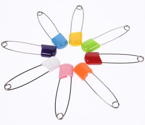 AnMiao Star 2 Inch Long 50 Pcs Plastic Head Safety Pin Safety Locking Baby Cloth Diaper Nappy Pins (8 Colors)