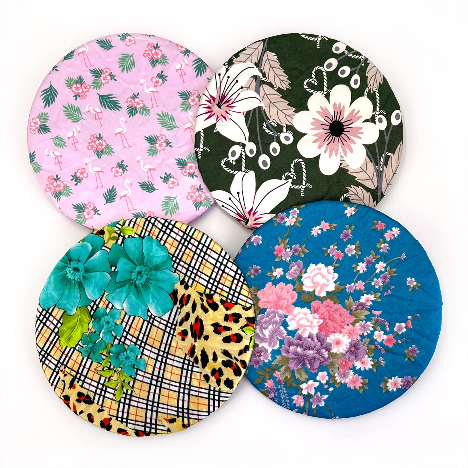 4 Pcs Double Layers Reusable Extra Large Shower Caps Waterproof, Elastic Satin Shower Cap For Women, Hair Bath Cap Bathing Shower Hat XL