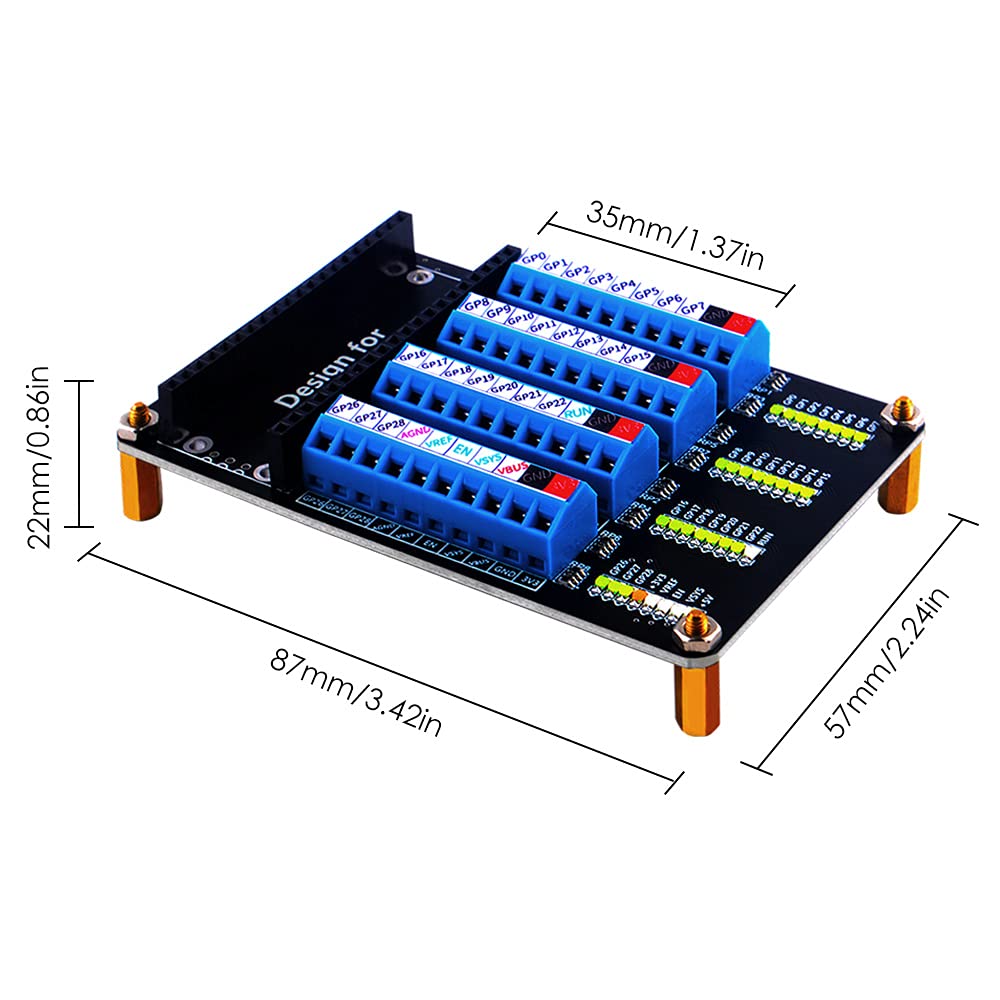 GeeekPi Screw Terminal Expansion Board for Raspberry Pi Pico/Pico W, Screw Terminal Block Breakout Module Board with LED