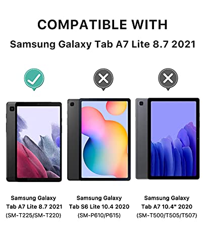 MoKo Case Fit Samsung Galaxy Tab A7 Lite 8.7-Inch 2021 (SM-T225/T220/T227), Shockproof Full Body Rugged Stand Back Cover Built-in Screen Protector Fit Galaxy Tab A7 Lite 8.7" 2021, Black