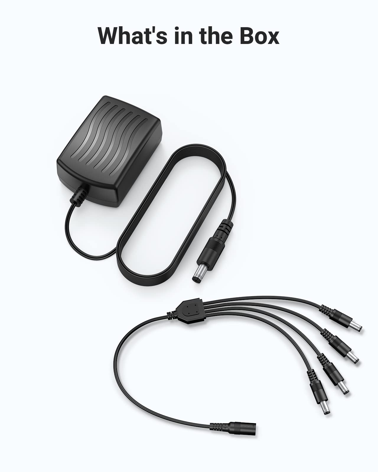 ANNKE Security Power Adapter Supply AC to DC 12V2A and 1-to-4 Splitter Power Cord for CCTV Surveillance Camera DVR System