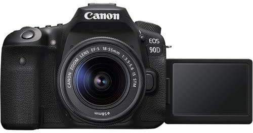 Canon EOS 90D DSLR Camera w/Canon 18-55mm STM Lens Kit + Pro Photo & Video Accessories Including 128GB Memory, LED Light, Condenser Micorphone, 60" Tripod & More
