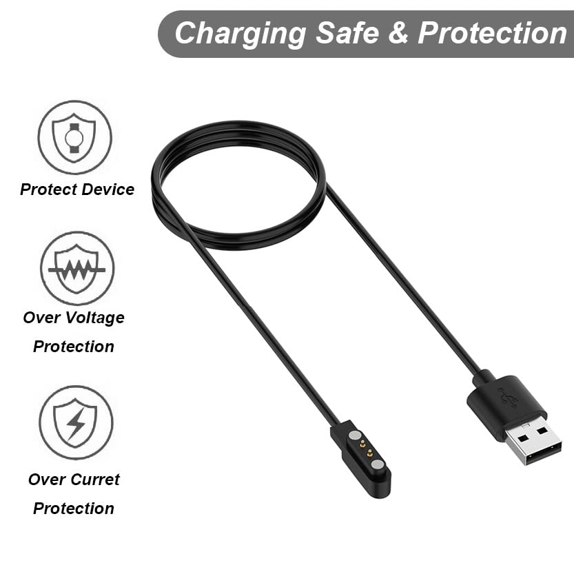 2-Pack Charger for YAMAY SW021 Willful SW023 SW025 Letsfit ID205L Letscom ID205G ID205S ID206 ID205U ID216 Umidigi Uwatch 3S 3 2 2S Urun Smart Watch Magnetic USB Charging Cable [3.3ft/100cm] (2)