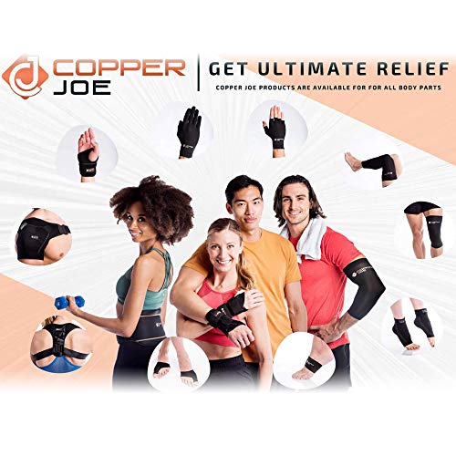 Copper Joe Ankle Brace Compression Sleeve with Heel Pain Relief, Foot Brace, Ankle Wrap Support with Foot Arch Recovery for Plantar Fasciitis Socks, Sprained Ankle for Men & Women One Pair, Large