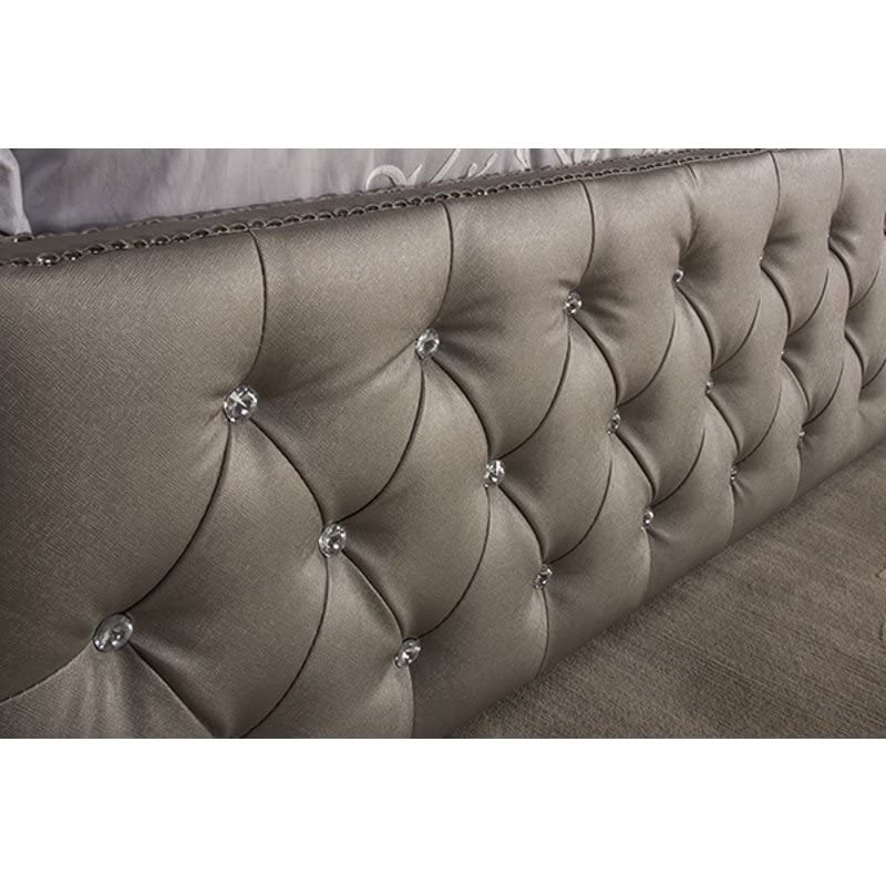 Atlin Designs Modern Faux Leather Upholstered King Panel Bed in Gray