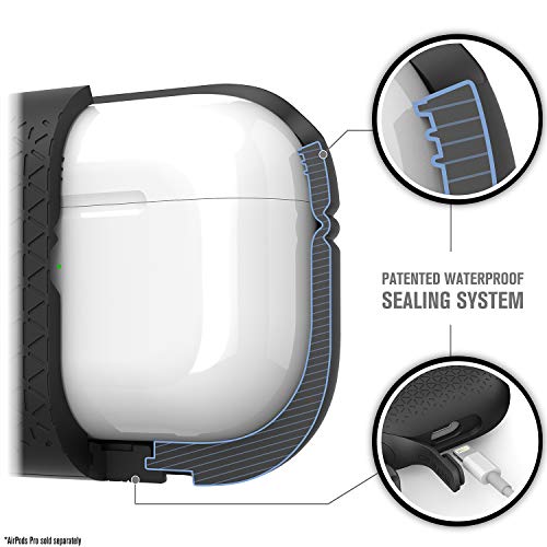 Catalyst - Waterproof Case for AirPods Pro (1st and 2nd Gen)- Premium Edition. Compatible Wireless Charging, One-Piece Design, High Drop Protection, with Carabiner, Soft-Touch - Black