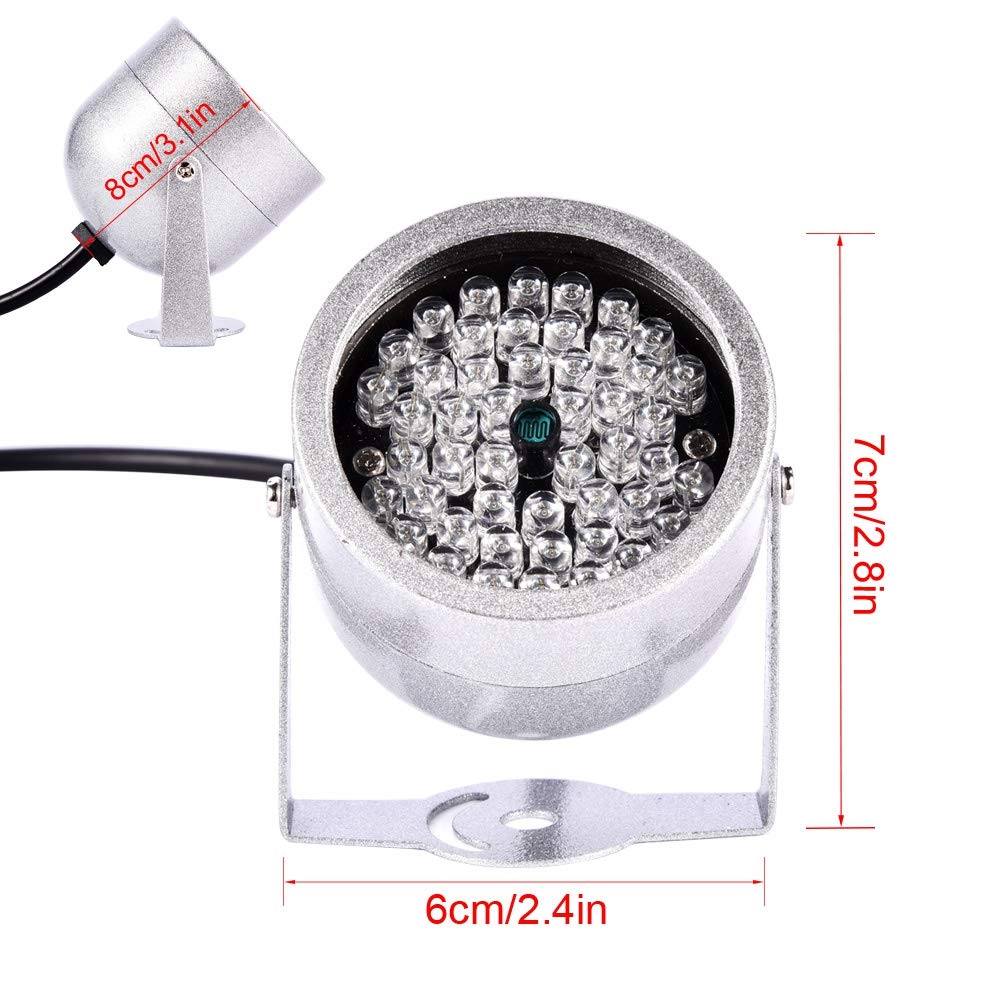 ASHATA IR Illuminator, 48 LEDs Night Vision IR Infrared Light for Security Camera CCTV and IP Camera, 60 Degree Wide Angle, Waterproof, Illuminating Distance of 16 to 66ft, Auto Light on Sensor