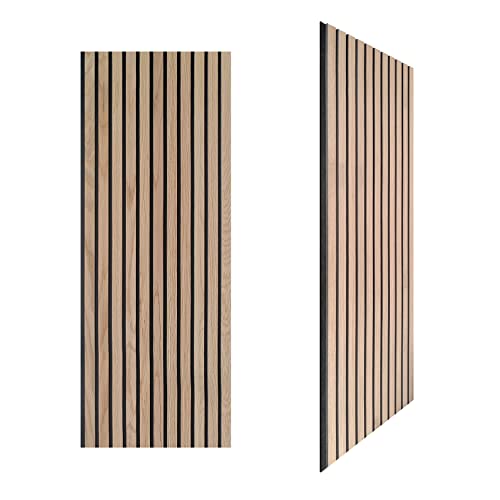 3D Slat Wood Wall Panels Acoustic Panels for Interior Wall Decor Natural Oak | Wood Slat for Wall | Soundproof | 42.5” x 17” Each | Set of 2 Wood Panels for Walls