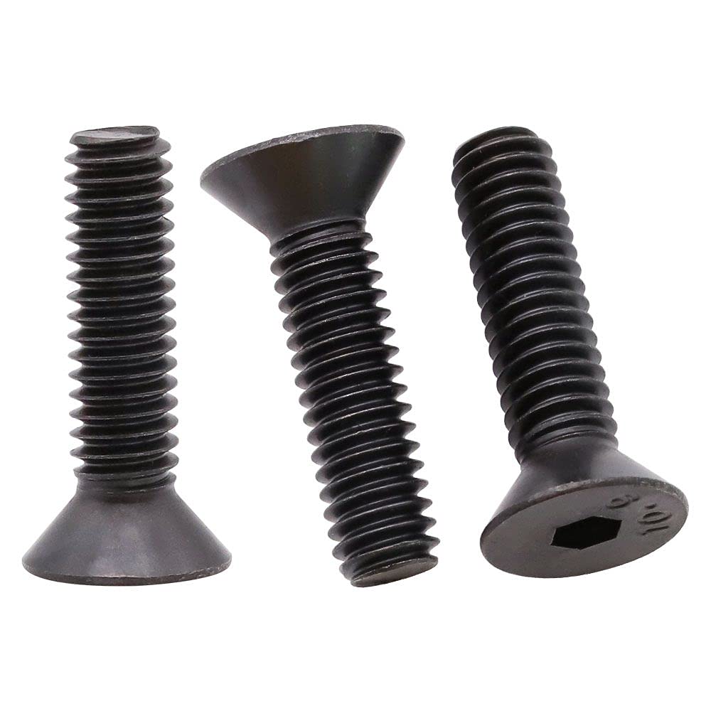 RoyceMart M6 x 20mm (30 Pack) Flat Head Socket Head Cap Screws, Grade 10.9 Black Oxide Finish, Machine Screws Full Thread Coverage