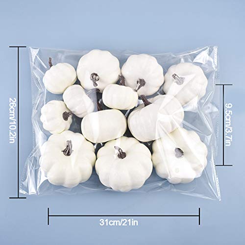 12 PCS White Artificial Pumpkins for Halloween Decoration, Fall Thanksgiving Home Garden Harvest Decor Embellishing and Displaying Party Supplies