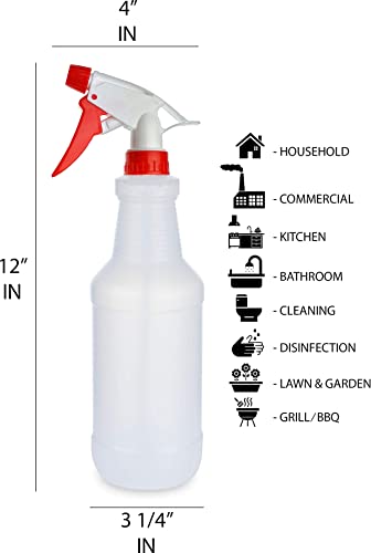 BRIGHTFROM 32 OZ Empty Plastic Spray Bottle, Heavy Duty with Adjustable Spray Nozzle, Chemical Resistant, All Purpose, Professional for Cleaning, Planting & Chemical Solutions