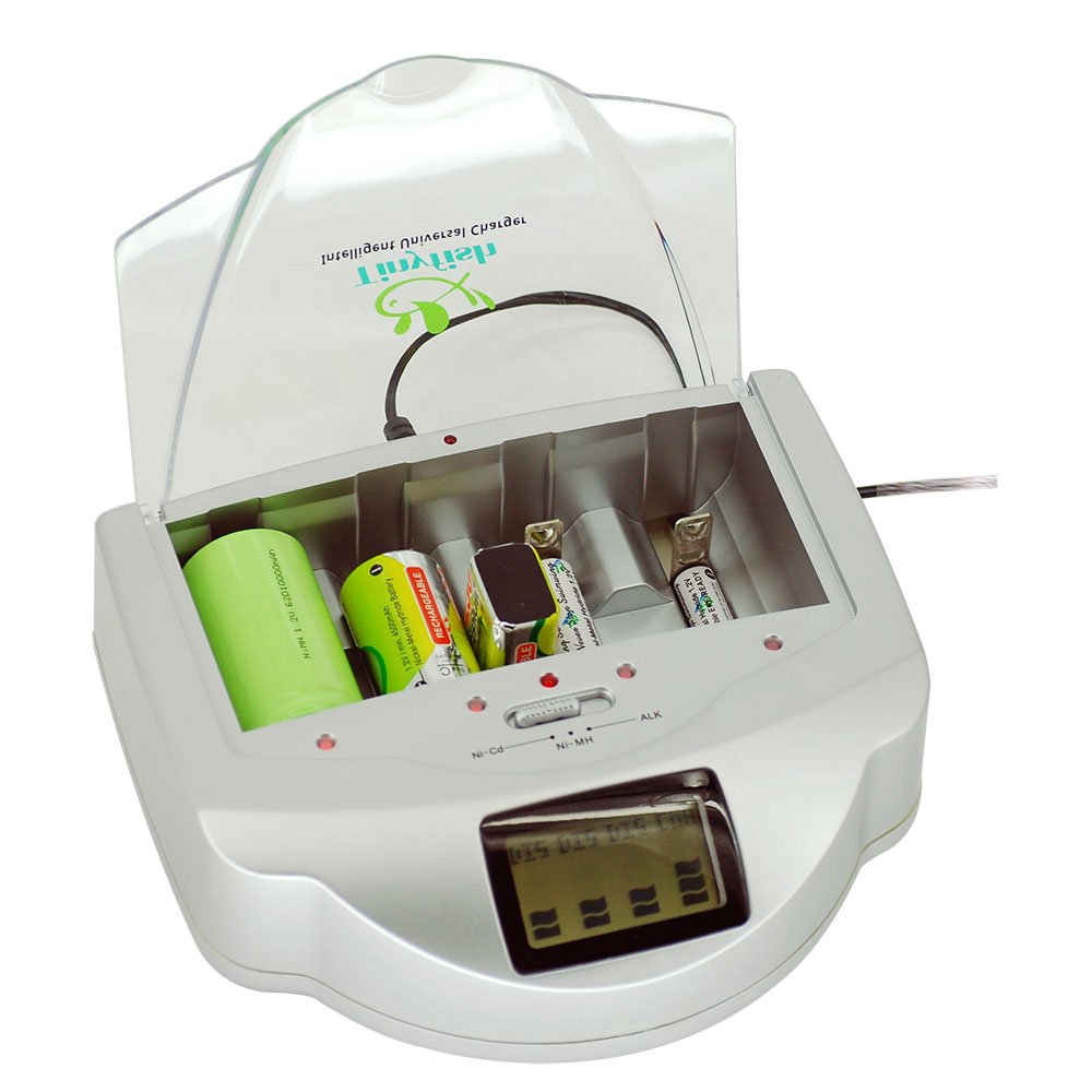 Alkaline Battery Charger|NiCd Discharger|NiCd Charger|NiMh Charger|Universal Battery Charger|Universal Fast Charger for Size AA, AAA, C, D, 9V Batteries Tinyfish PPU9600(No Cells Included)