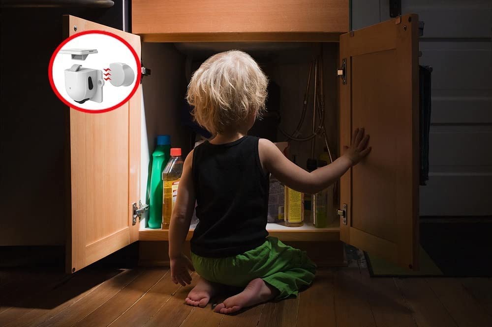Generic Baby proofing Magnetic Locks for cabinets & Drawers, Easy Installation with Guide Included [8 Pack with 2 Keys] white