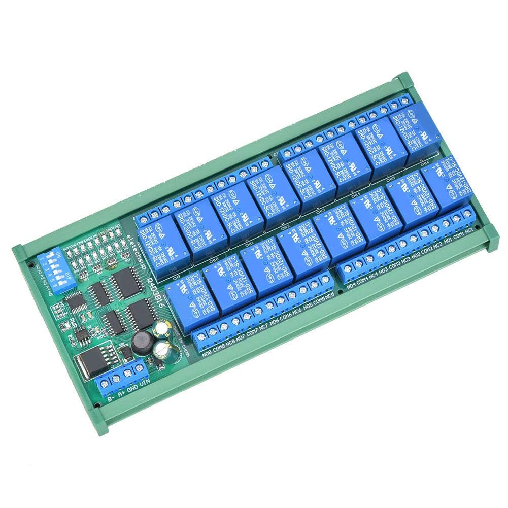 Neufday Relay Module,RS485 Relay PLC Electrical Expansion Module 12V 6-Channel for Mod-Bus RTU Protocol Remote Control(R4D3B16-R with DIN Rail Box)