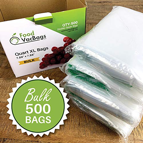 500 count - 7.88" x 7.88 Square Double Zipper Reclosable Resealable Lock Seal Zip Bags, 2 mil, Food Safe, BPA Free