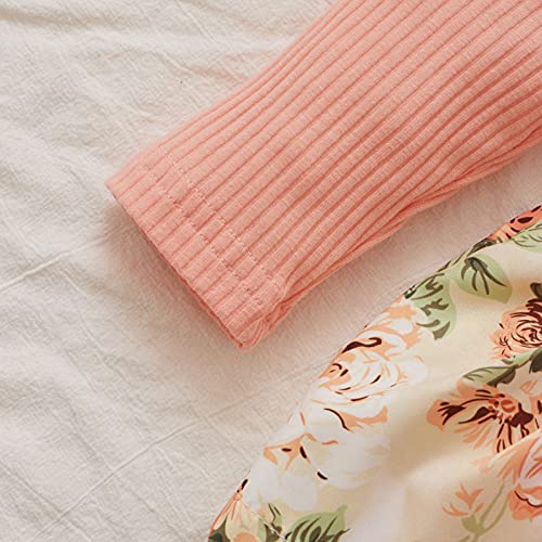 Infant Baby Girl Bodysuits Romper Lace Sweater Onesie Shorts Ruffle Long Sleeve Newborn Fall Winter Clothes (T-Pink, 0-3 Months)