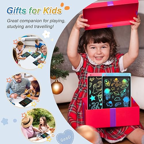 2 Pack LCD Writing Tablet, Electronic Drawing Writing Board, Erasable Drawing Doodle Board, Doodle Pad Toys for Kids Adults Learning & Education, 8.5IN(Blue+Pink)