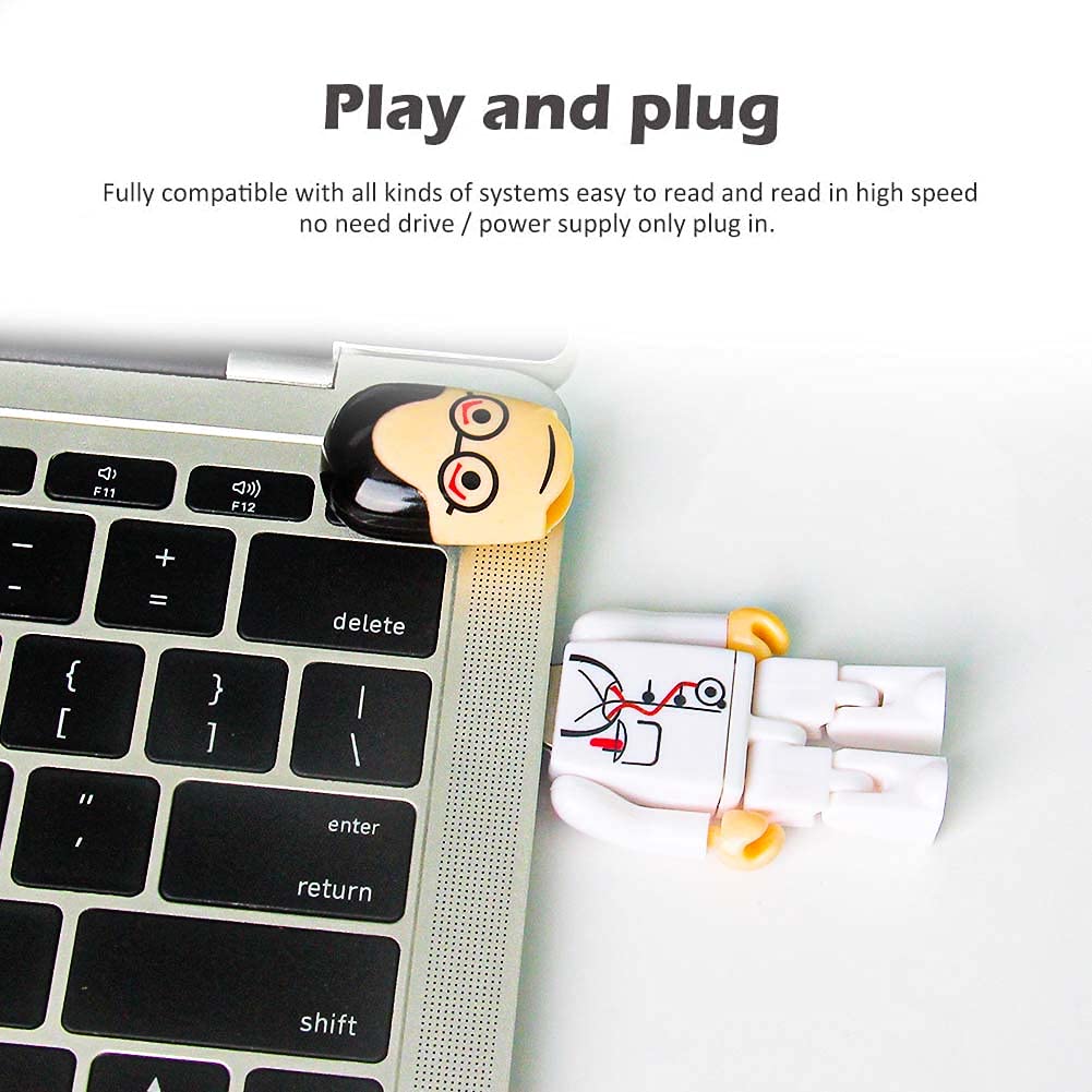 LEIZHAN Cute USB Flash Drive Character Thumb Drive for Kids Students Gift Pendrive (32GB, Doctor in White)