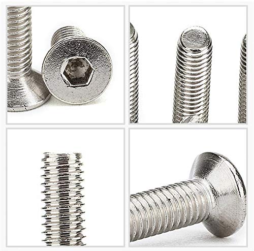 Guard4U 300Pcs Metric M2 304 Stainless Steel Flat/Countersunk Head Hex Socket Cap Bolts Screws Nuts Assortment Kit- M2x 4mm/ 6mm/ 8mm/ 10mm/ 12mm/ 14mm/ 16mm/ 18mm/ 20mm