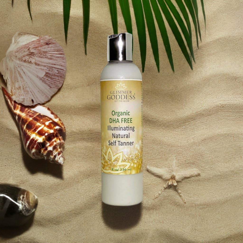 Glimmer Goddess Organic Self Tanner - DHA-Free Tanning Lotion, 8 oz