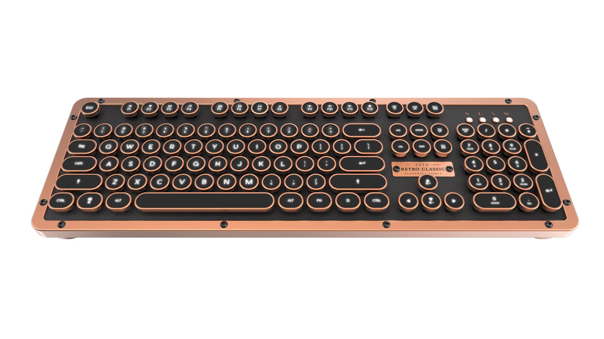 Azio Retro Classic Bluetooth 5.0 (Artisan) - Wireless/USB Wired Vintage Backlit Leather Mechanical Keyboard for PC/Mac (MK-RETRO-L-03B-US)