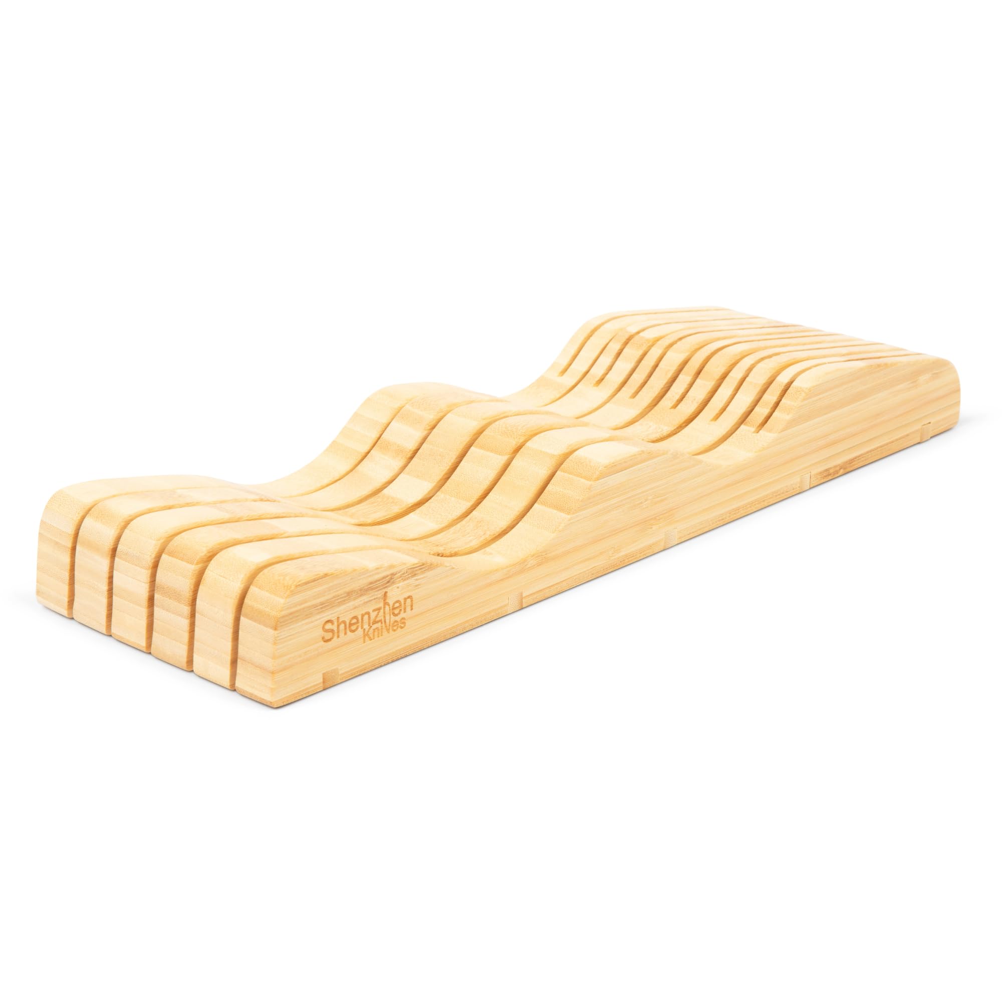 Shenzhen Knives - White Ceramic Knife Set - 3-Piece Kitchen Knives AND Large In-Drawer Bamboo Knife Block: 11 Slot (2 Pack Bundle)