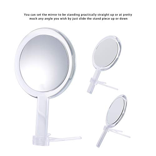 B Beauty Planet Handheld Mirror with Handle Double Sided, 1x/15x Magnifying Hand Mirror for Women, Hand Held Mirror with Adjustable Stand, 6"