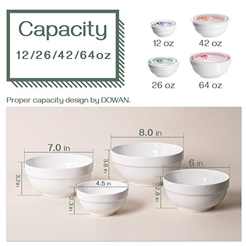 DOWAN Bundle Porcelain Serving Bowls, 64/42/22/12 Ounce