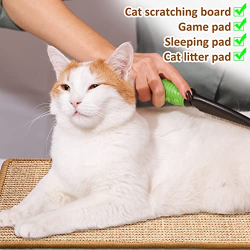 4 Pcs Cat Scratch Mat Sisal Cat Scratching Pad Mat for Cats Scratching Pad Rug for Cat Grinding Claws and Carpets Sofa Couch Furniture Door Protector, Light Brown, 15.7 x 12 Inch