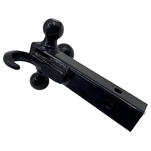 2" Tri Ball Trailer Hitch Mount with Tow Hook & Pin,Tri-Ball (1-7/8", 2", 2-5/16"),for Pickup Truck Tow Hitch Receiver