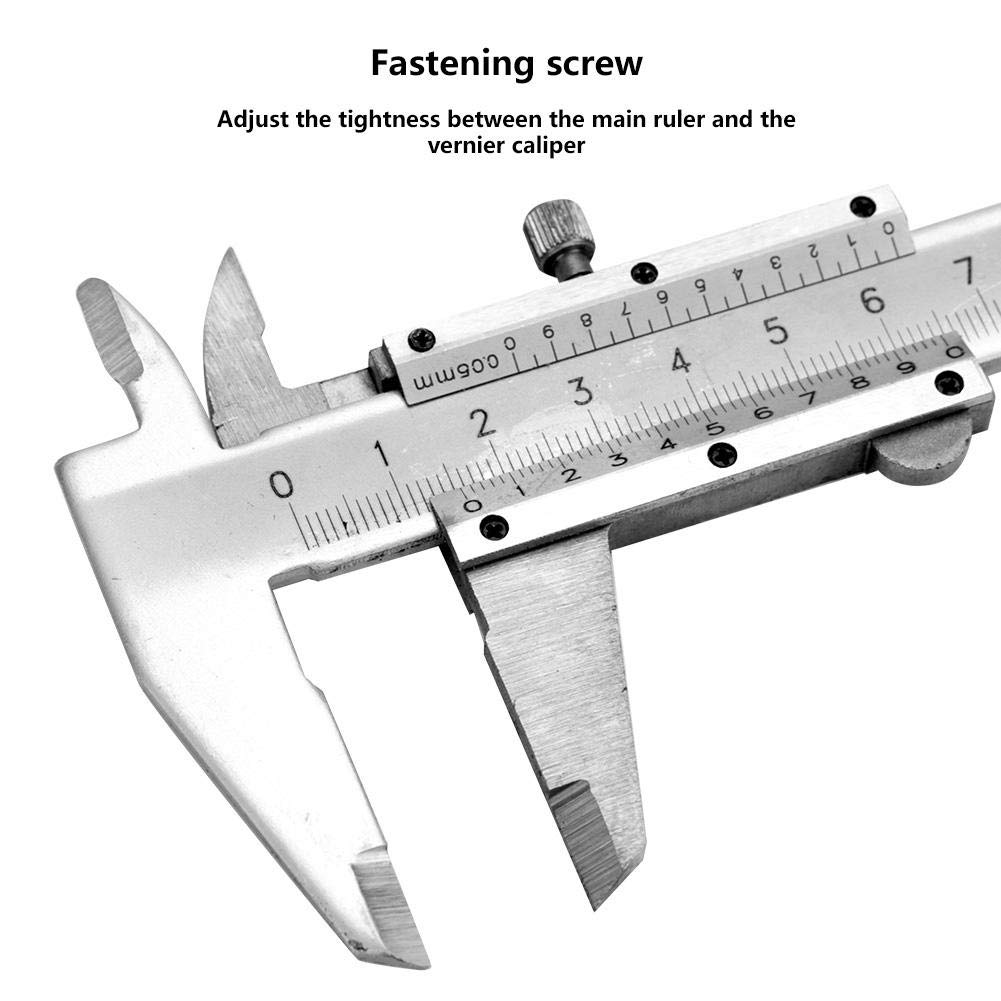 Carbon Steel Vernier Caliper,150mm 0.02mm Resolution Metal Micrometer Gauge,Length Depth Thickness Inner and Outer Diameter Measure Tool