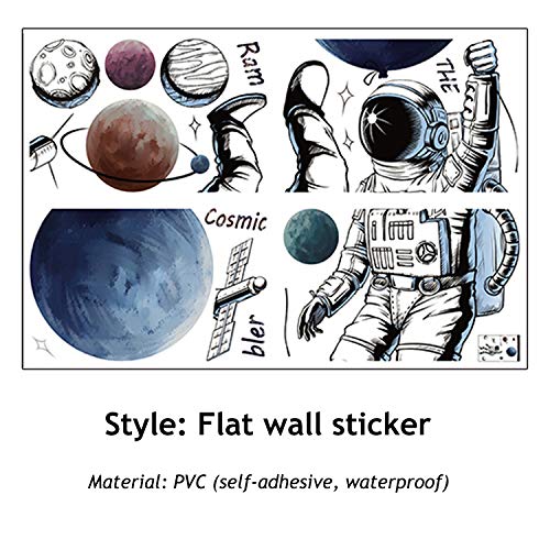 Astronaut Wall Mural Decals,3D Planet Universe Galaxy Outer Space Wall Stickers, Peel and Stick Removable Space Capsule Window Wall Stickers for Kids Nursery Bedroom Living Room (Space Walker)