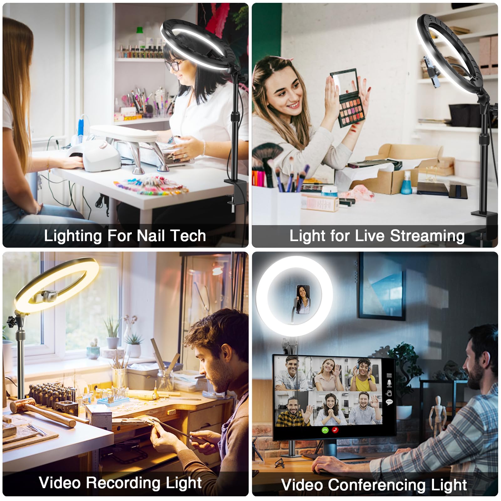 12'' Selfie Ring Light with Stand and Phone Holder - Tripod for iPhone with Ring Light, Circle Light for Video Recording, Photography, TikTok (12-INCH Ring Light with Tripod)