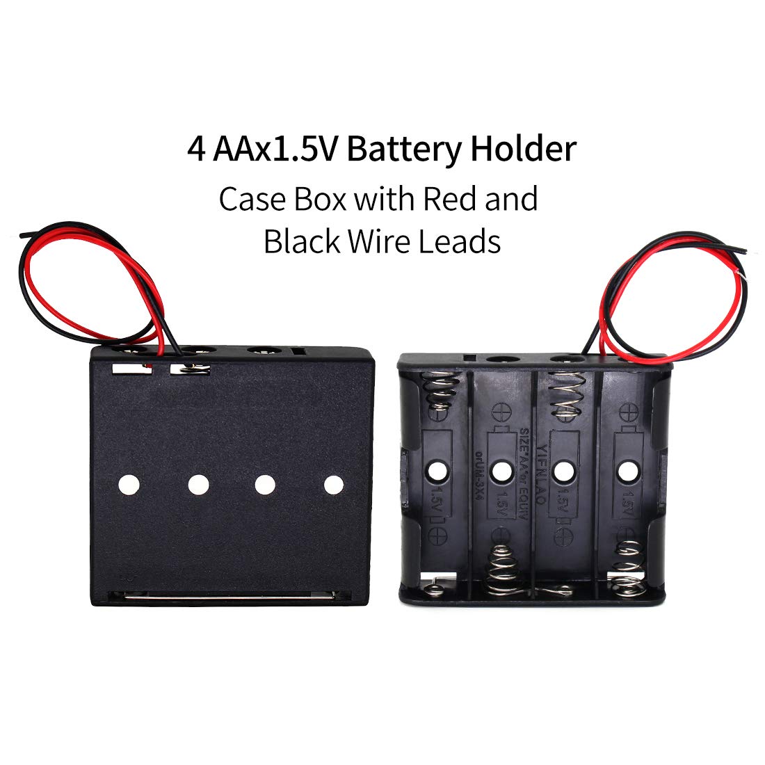 AA Battery Holder Bundle Case Back Cover Connector Storage Box with Cord Bare Leads Wire AA 1.5V Battery Holder, 2pcs Single, 2pcs 2 Slots,2pcs 3 Slots, 2pcs 4 Slots 6 Volt Spring Clip,(8-Pack).