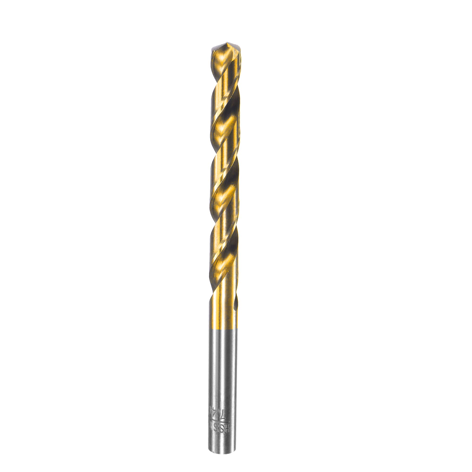 uxcell High Speed Steel Straight Shank Twist Drill Bit Fully Ground Titanium Coated 7.4mm Drilling Dia