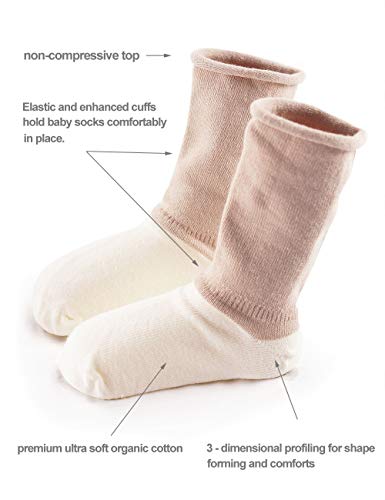 BabaMate Baby Newborn Infant Boys' Cotton Crew Socks with Non-binding Tops Seamless Toe, Blue Gray Brown, 0-6 Months (3 Pack)