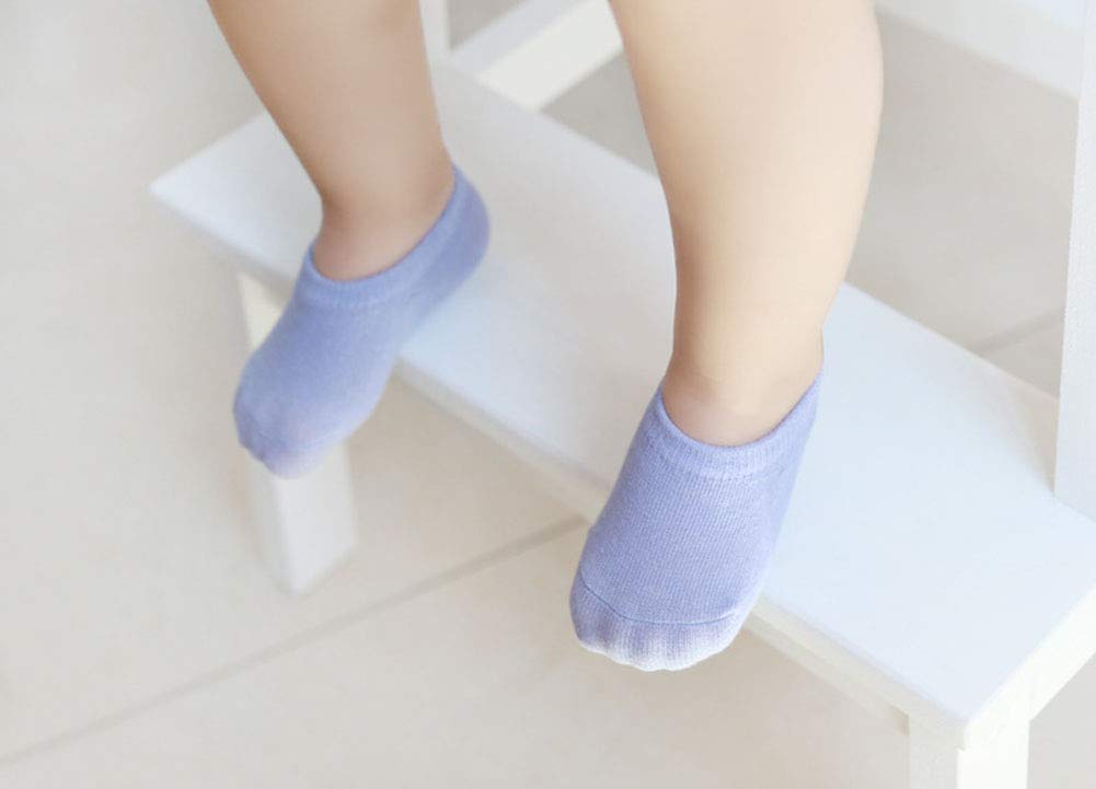 CHUNG Baby Grip Socks Boys Girls Toddler No Show Cotton Anti Slip Non Skid Invisable Summer Thin Low Cut,10 Pack, Solid Color,M