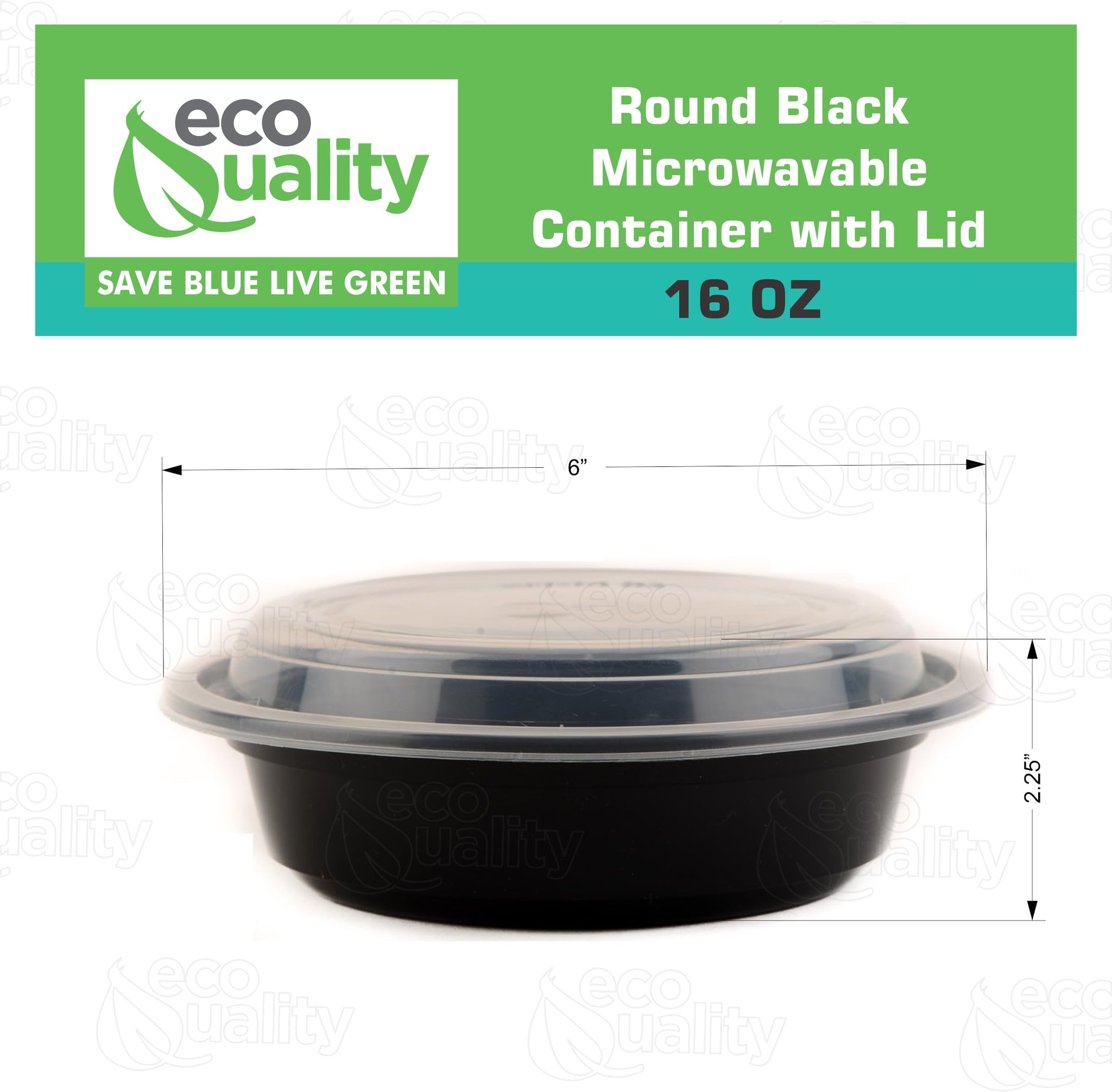 16 oz - 10 Count - Round Microwaveable Plastic Meal Prep Containers with Lids - Food Storage Container - Certified BPA-Free, Stackable, Reusable Microwave, Dishwasher, Freezer Safe, Disposable (Black)