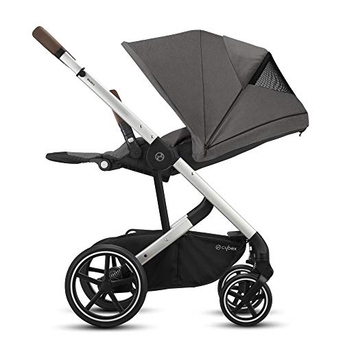 Cybex Balios S Lux Toddler and Baby Stroller with Reversible Seat, Unique One-Pull Harness, and Multiple Recline - Travel System Ready, with One Hand Fold, Soho Gray