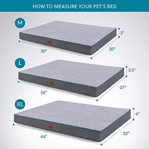 Bedsure Orthopedic Dog Bed for Extra Large Dogs - XL Memory Foam Dog Beds, 2-Layer Thick Pet Bed with Removable Washable Cover and Waterproof Lining (44x32x4 Inches), Grey