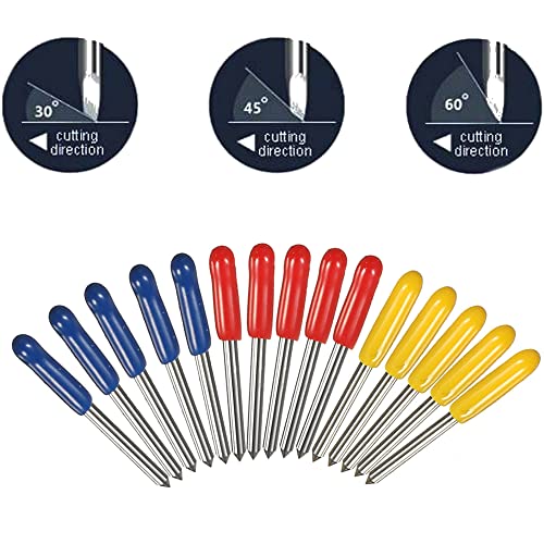 15PCS Tungsten Steel Vinyl Cutter Knife Blades 30°/45°/60° Lettering Blade Cemented Carbide Blade for Mimaki CG-60 CG-130 Cutting Plotter (15 Blades:15x30)