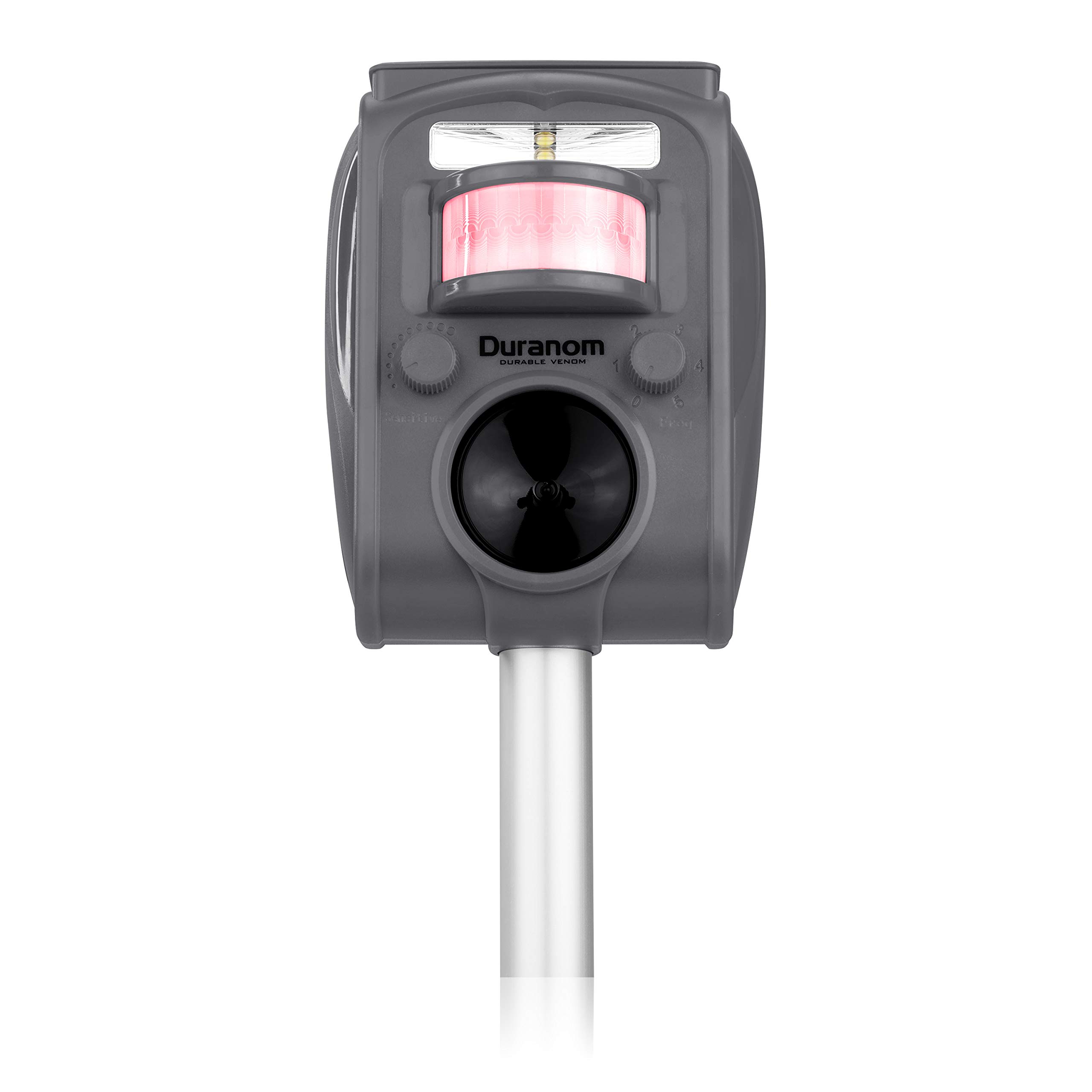 2024 DURANOM Ultrasonic Deer Repellent Outdoor - Upgraded Solar Powered and Motion Activated Strobe Flashing Light - Long Range Animal Repeller for Garden - Animal Deterrent System Blasts Animals Away
