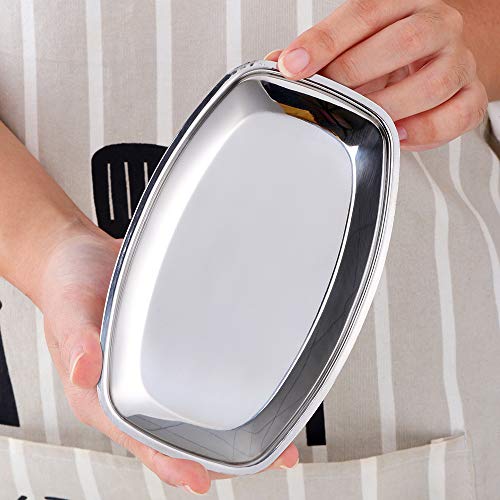 Buyer star Silver 2PCS 6.14inch Stainless Steel Square Tray Fruit Trays Storage Tray Dish Plate Cosmetics Jewelry Decorative Organizer