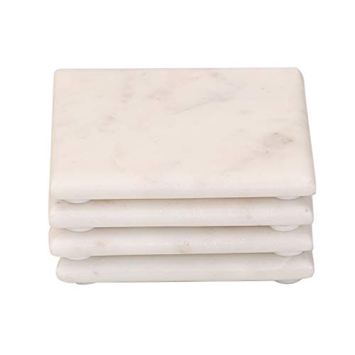 Drink Coasters, Handcrafted 4β Inch Square Marble Coasters β Set of 4