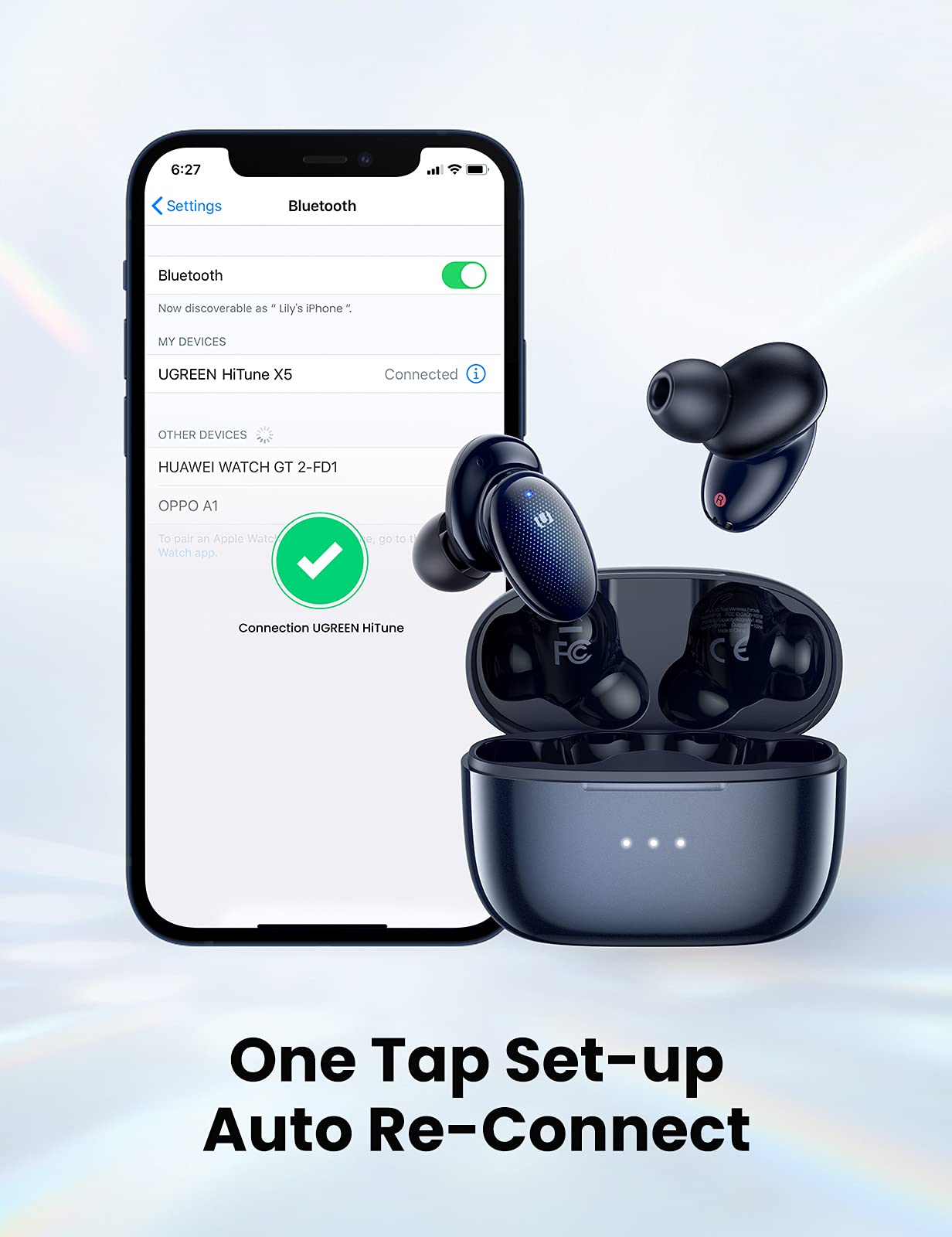 UGREEN X5 Wireless Earbuds Bluetooth 5.2, in-Ear Wireless Earphones with 4 Mics, CVC 8.0 Noise Cancelling for Clear Calls, AptX HiFi Stereo Adaptive Bluetooth Earbuds, 28h Playtime, Touch Control