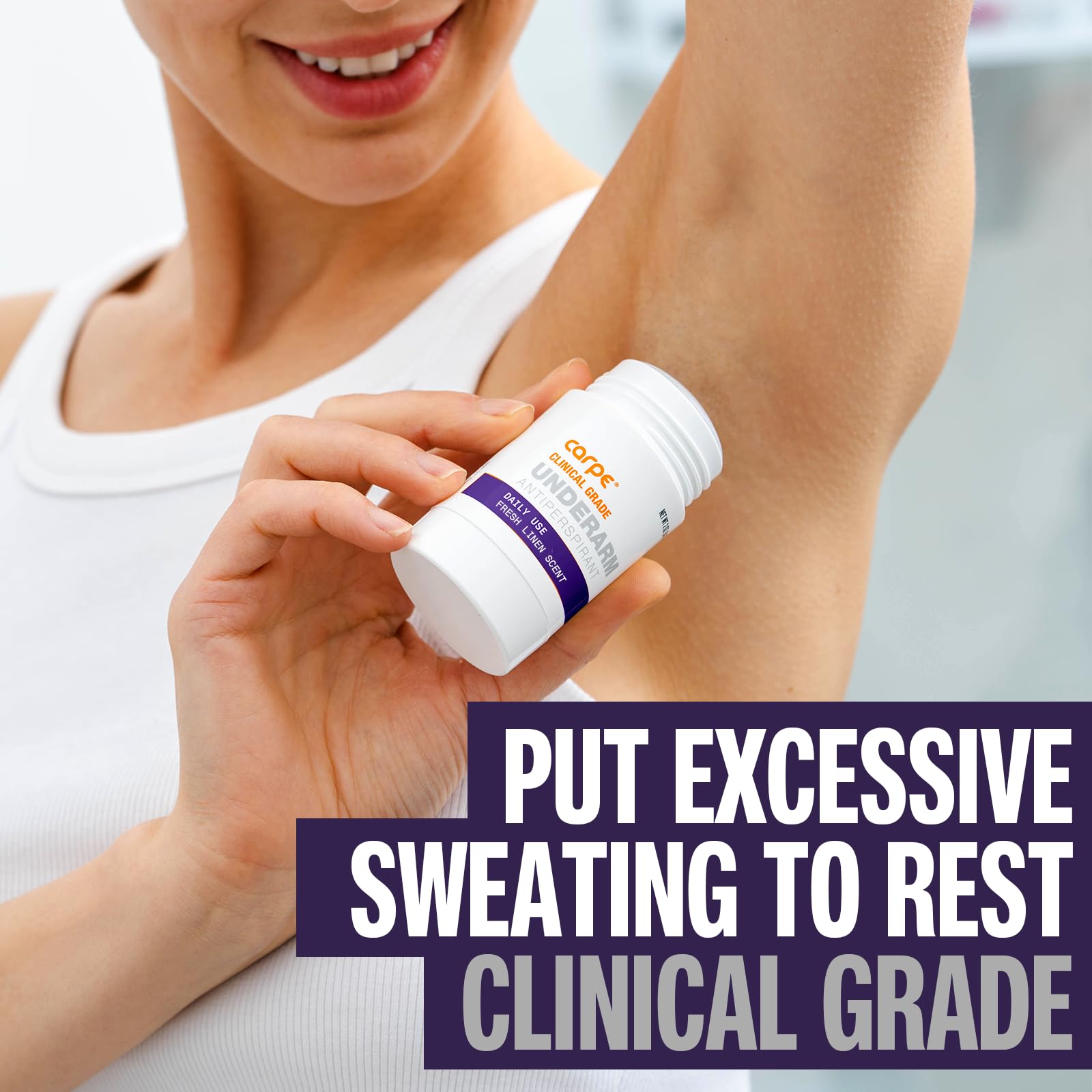 Carpe Clinical Strength Deodorant + Clinical Antiperspirant - Clinical Grade Solid Stick - Fresh Linen Scent - Combat Excessive Underarm Sweating - Great for Hyperhidrosis