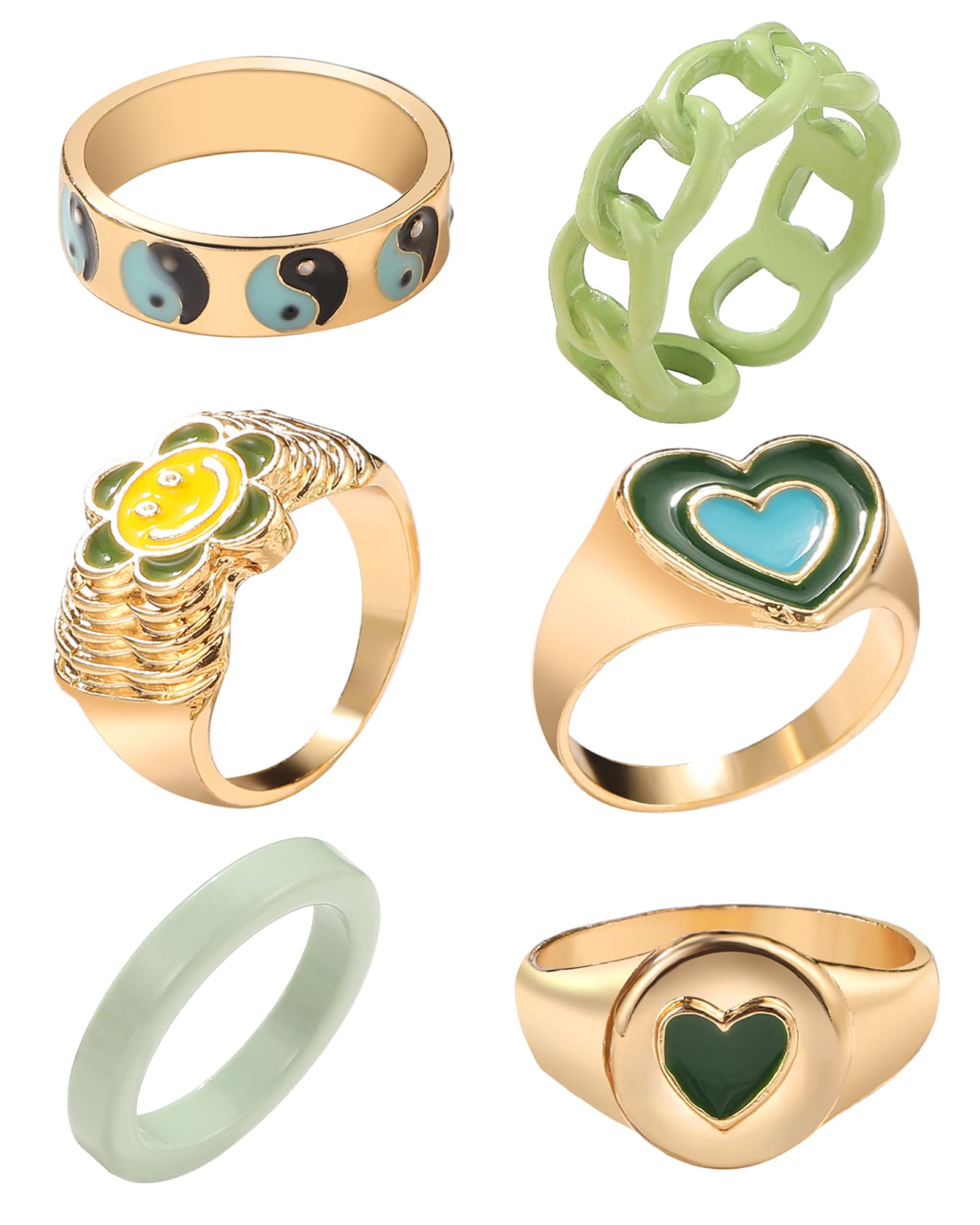 17 MILE Chunky Rings Colorful, Trendy Resin Acrylic Open Stackable Finger Knuckle Y2K Rings for Women (Color 5)